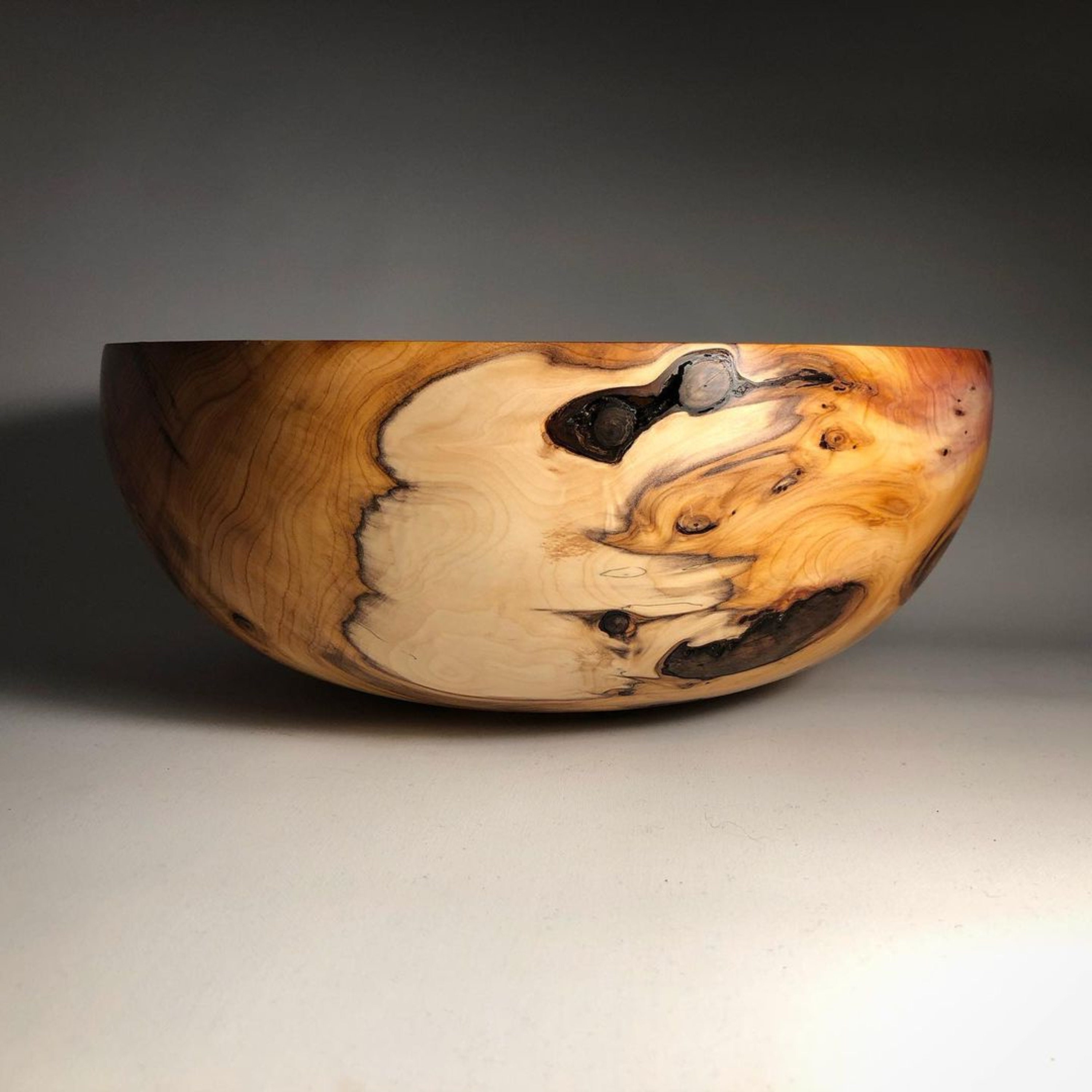 Handmade Decorative Wooden Bowl Carved From Solid Yew Wood, Rustic Bowl ...