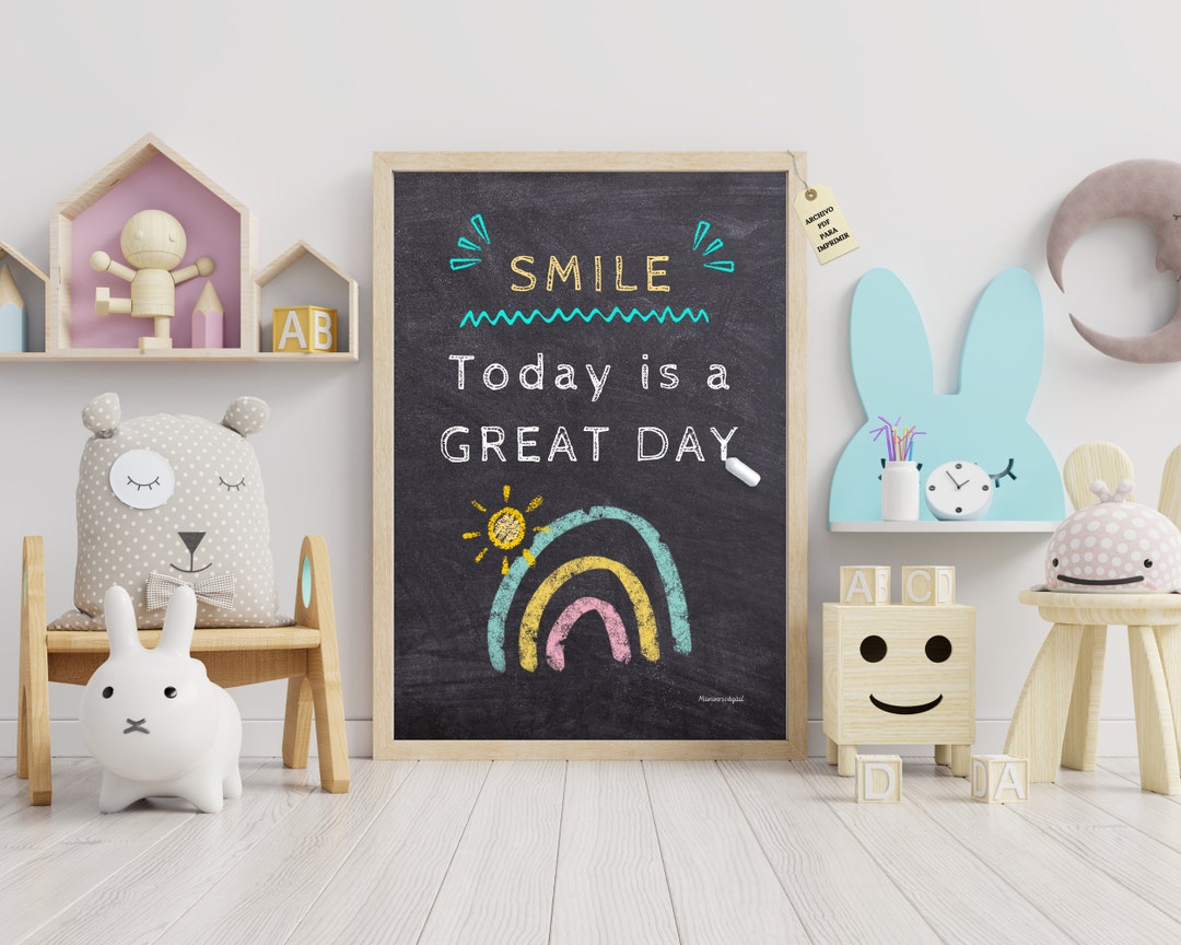 Smile Today is a Great Day, Chalk Effect English Poster, Decorative ...