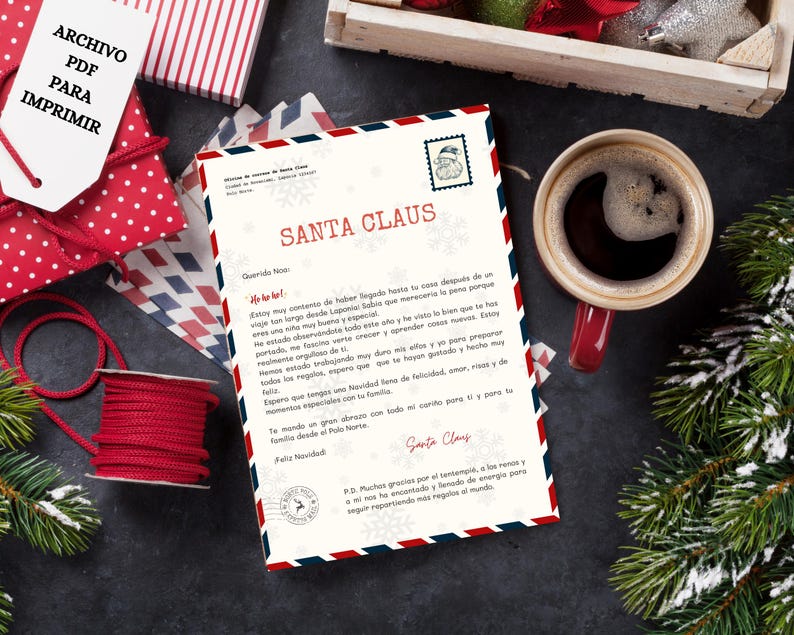 Carta de Santa Claus personalizada en español, carta papá Noel, Carta ...