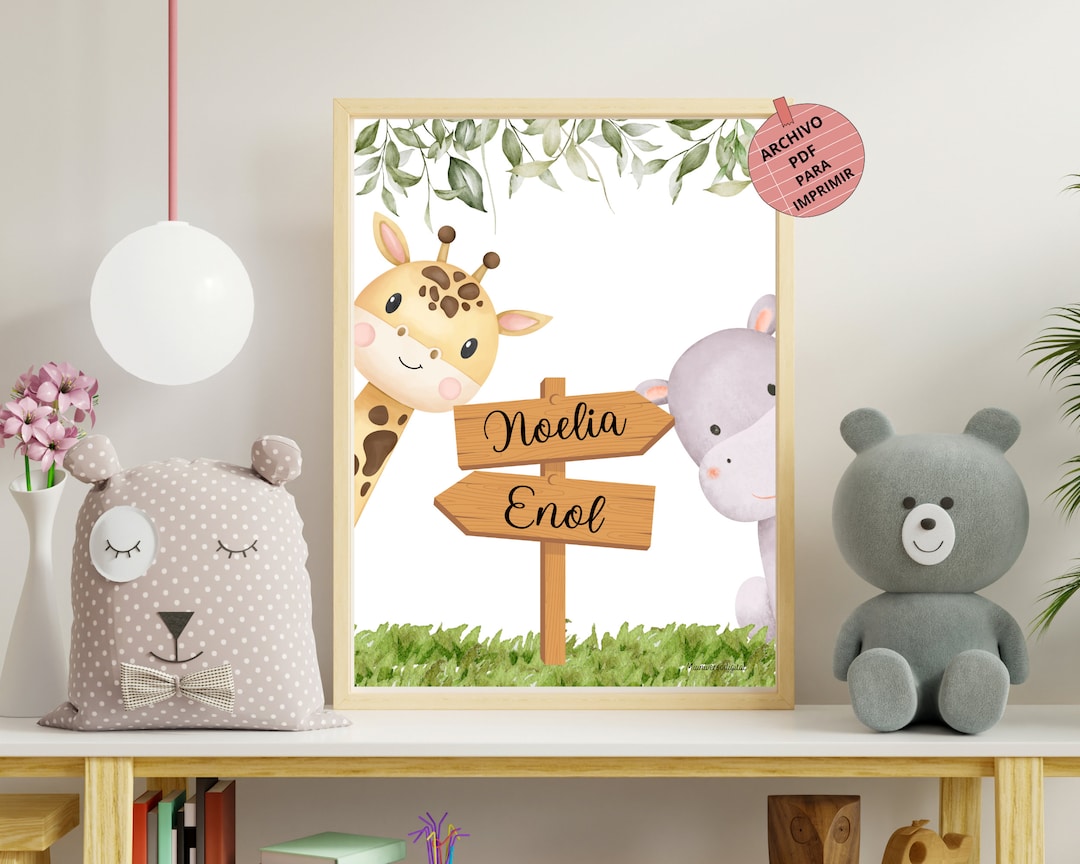 Personalized Sheet With Names, Jungle Animals, Personalized Poster for ...