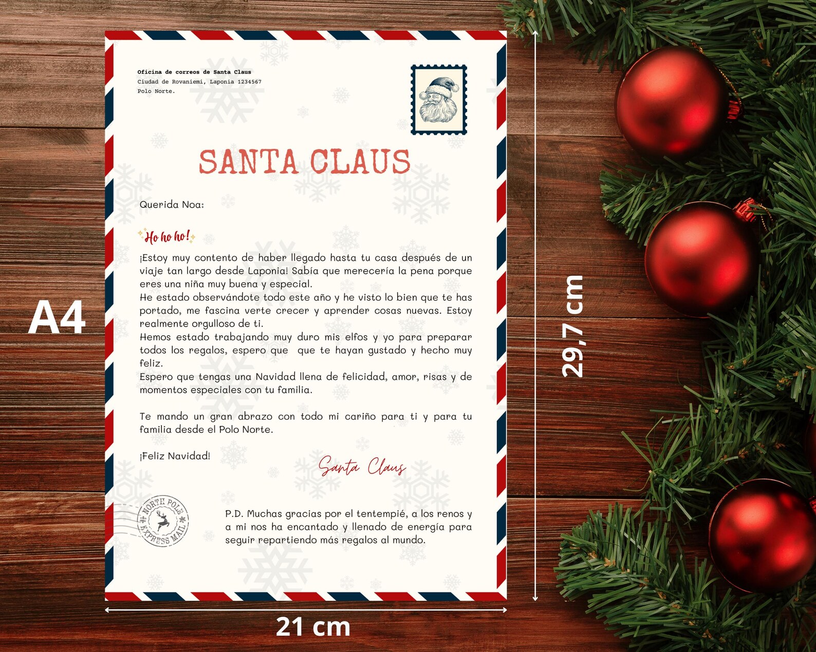 Carta de Santa Claus personalizada en español, carta papá Noel, Carta ...