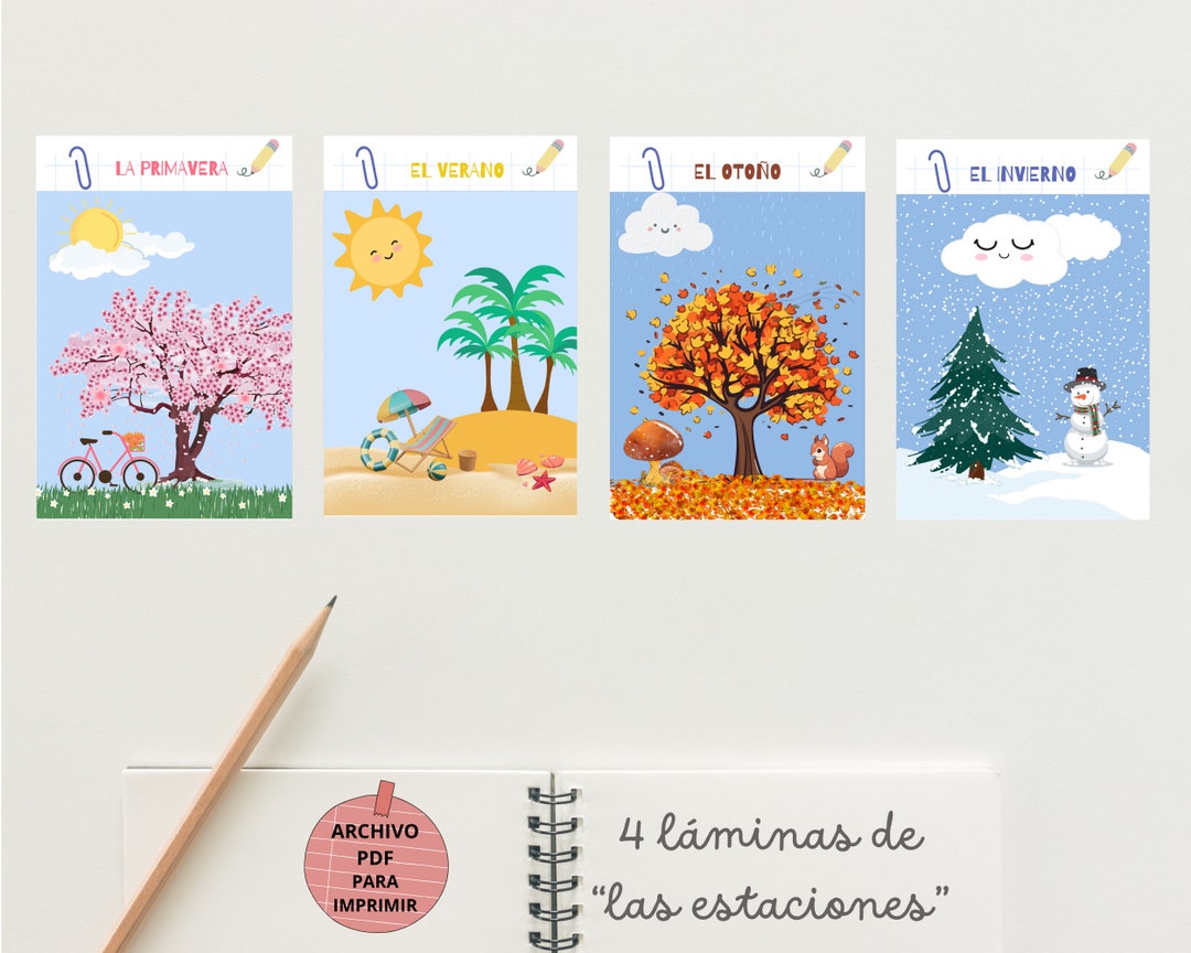 Pack of 4 Educational Sheets in Spanish of the Seasons of the Year ...