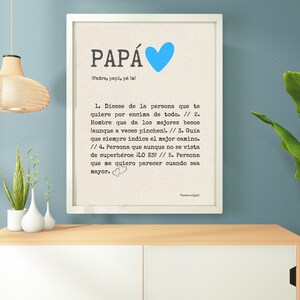 Lámina definición de papá, regalo para el día del padre, significado de ...