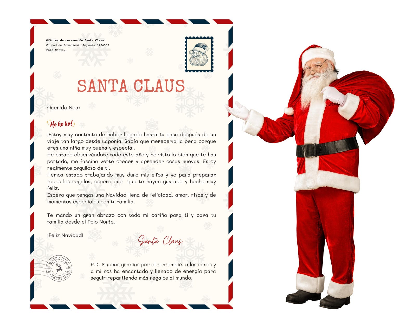 Carta de Santa Claus personalizada en español, carta papá Noel, Carta ...