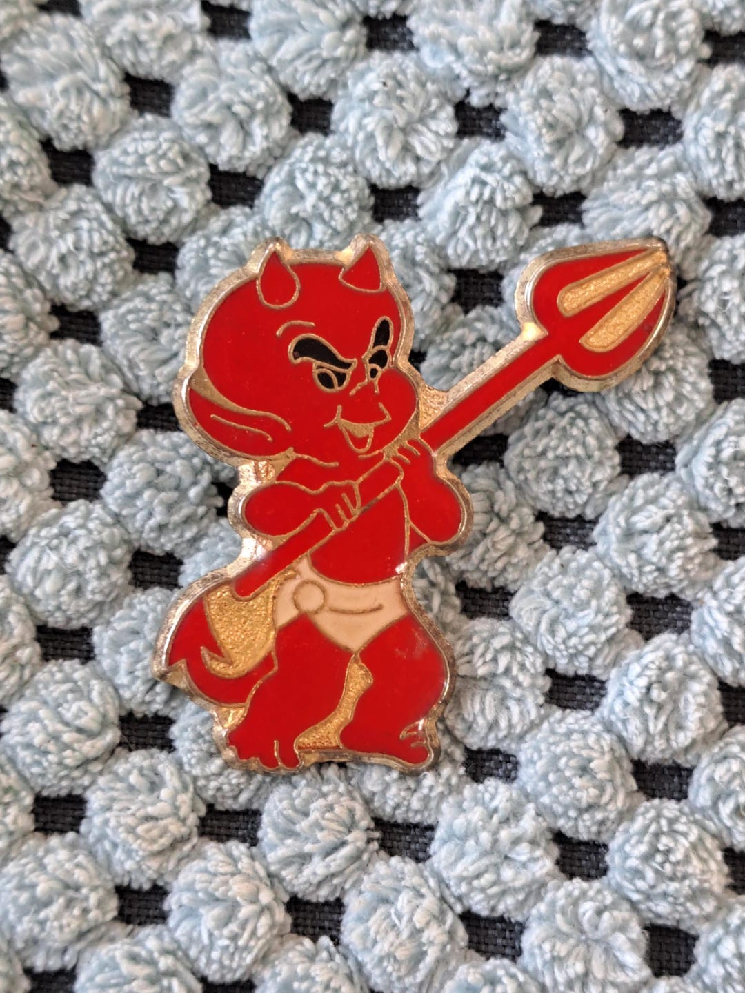 Pin Little Red Devil Hot Stuff, Pin Red Devil Pitchfork, Metal, Enamel ...
