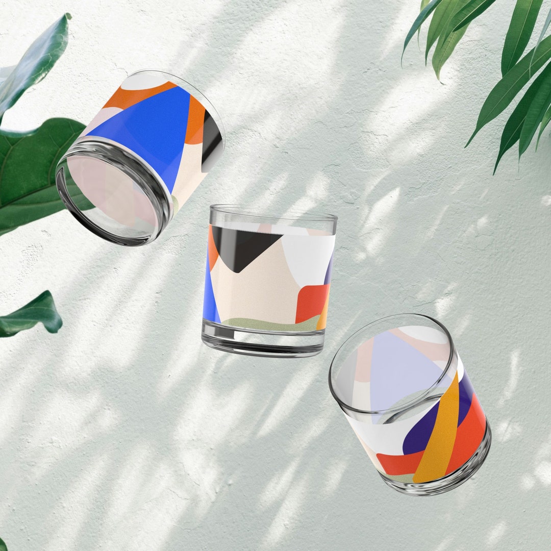 Geometric Shape Multi-color Rocks Glass, 10oz - Homegoods - Etsy