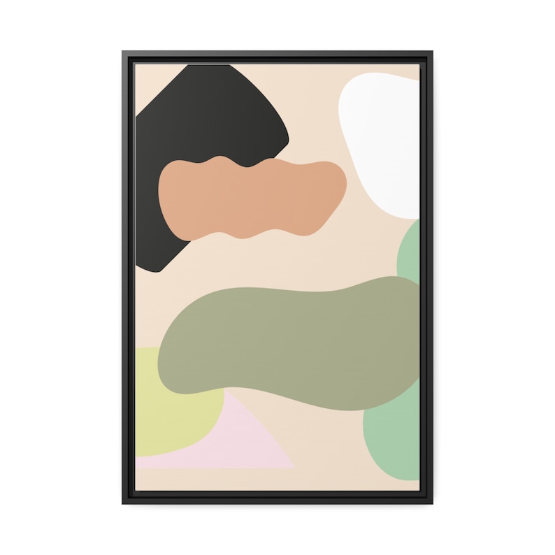 Abstract Neutral Home Design Pattern Matte Canvas Wall Art, Black Frame ...