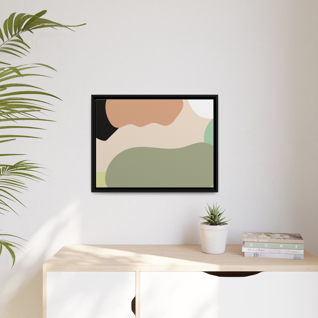 Abstract Neutral Home Design Pattern Matte Canvas Wall Art, Black Frame ...