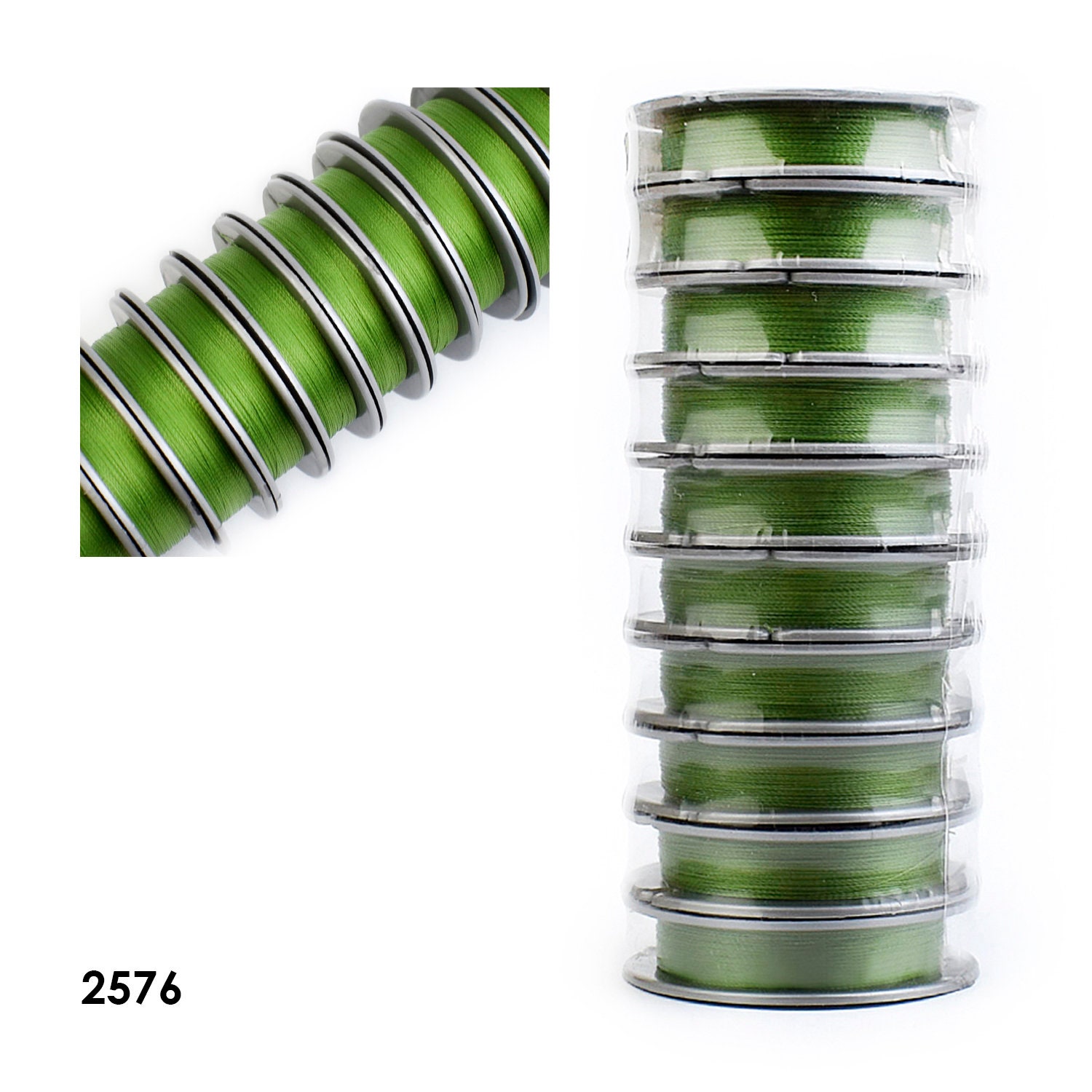 Strong Green Olive Thread for Beadworks, Thread Set Pack of 10, 100/200 ...