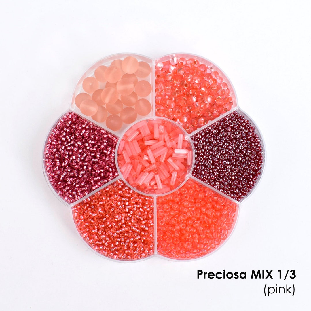 Preciosa Pink Czech Bead Mix in Plastic Container, Bead Mix Preciosa ...