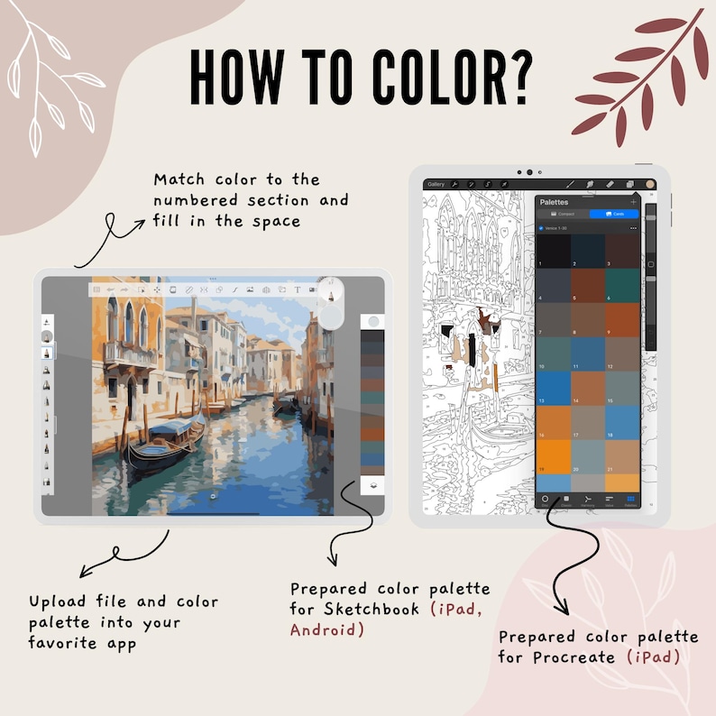 Garden Flowers, Digital Paint by Number, Color Palette Included ...