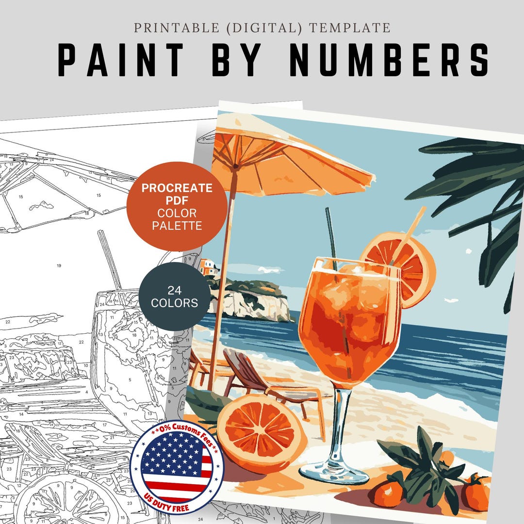 Aperol Spritz Paint by Number Kit: Printable Digital Art (procreate ...