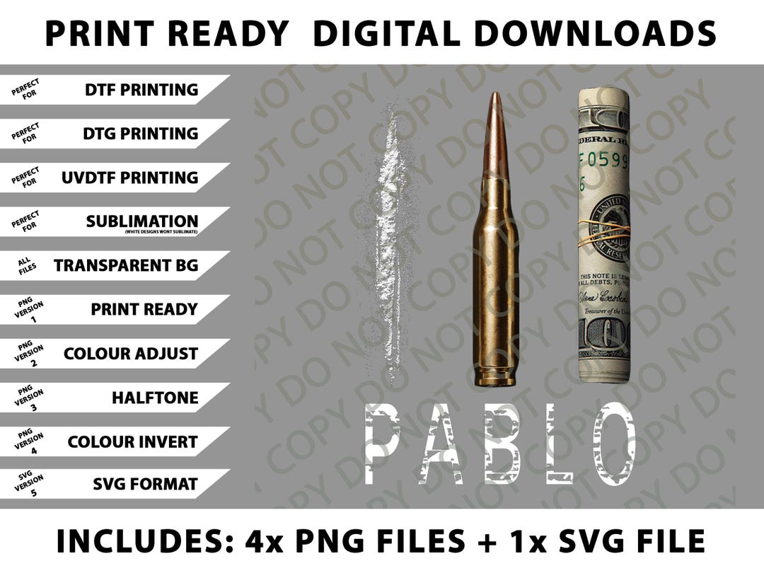Pablo Escobar Shirt, Narcos Columbia Png Bundle, SVG Files, Digital ...