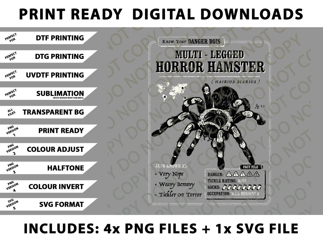 Multi-legged Horror Hamster danger Bois Png Bundle, SVG Files, Digital ...