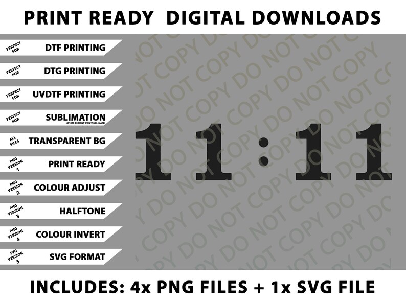 1111 Clock Png Bundle, SVG Files, Digital Downloads - Etsy
