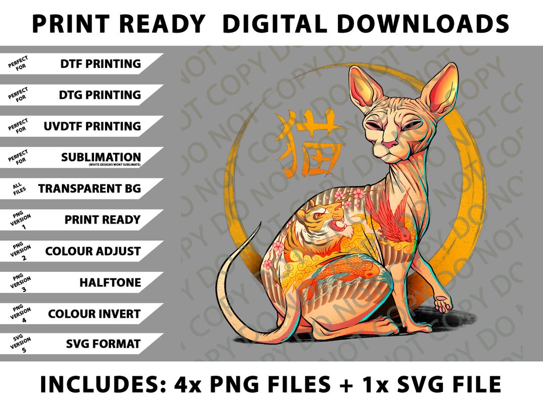 Yakuza Cat Png Bundle, SVG Files, Digital Downloads - Etsy