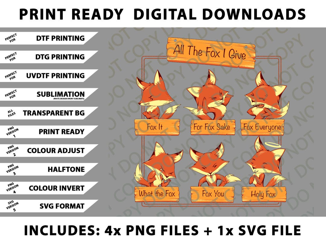 All the Fox I Give Png Bundle, SVG Files, Digital Downloads - Etsy
