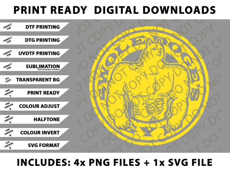 Swole Doge Png Bundle, SVG Files, Digital Downloads - Etsy