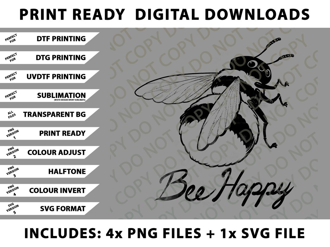 Bee Happy Png Bundle, SVG Files, Digital Downloads - Etsy