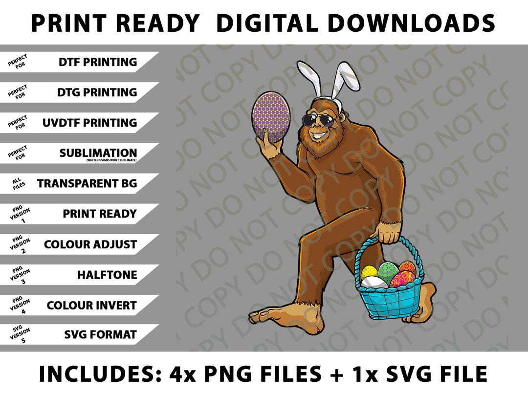 Bigfoot Carrying Eggs Easter Sasquatch Lovers Easter Costume Png Bundle ...