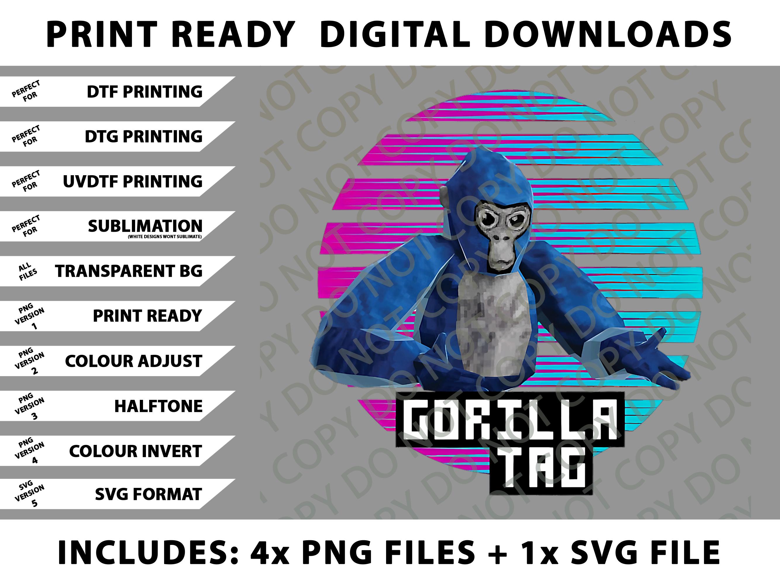 Gorilla Tag Monke Vr Gamer Kids, Adults Png Bundle, SVG Files, Digital ...