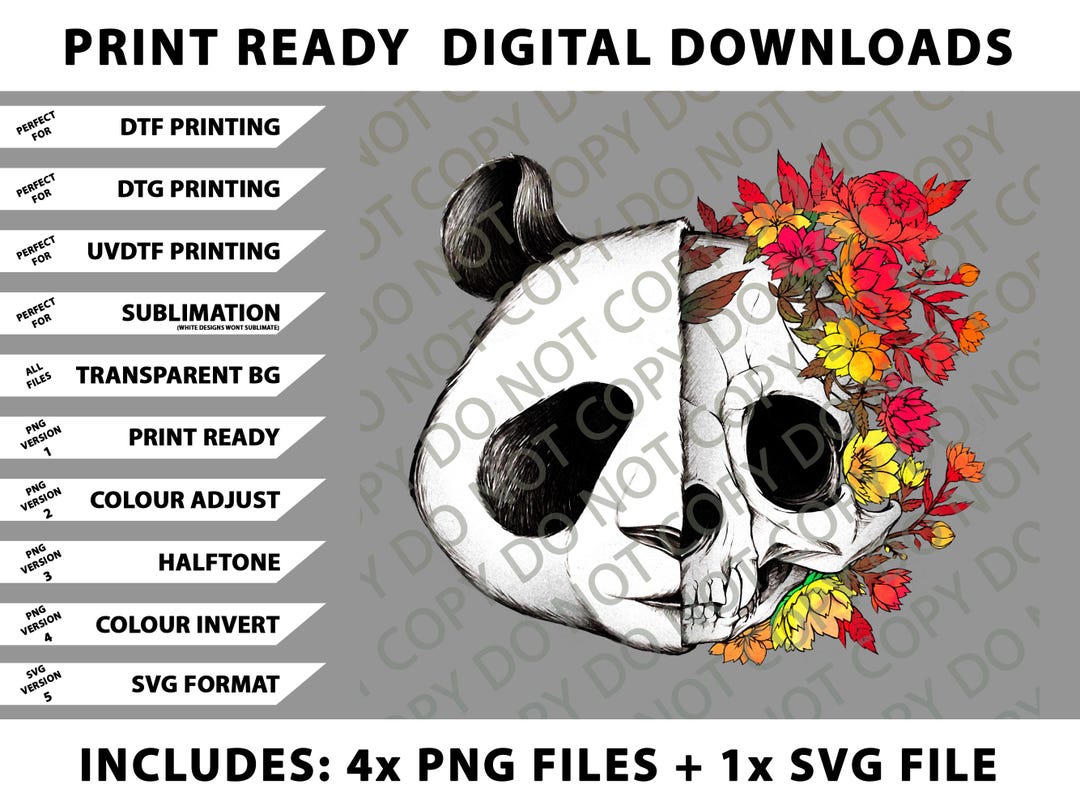 Panda Skull Rock Png Bundle, SVG Files, Digital Downloads - Etsy