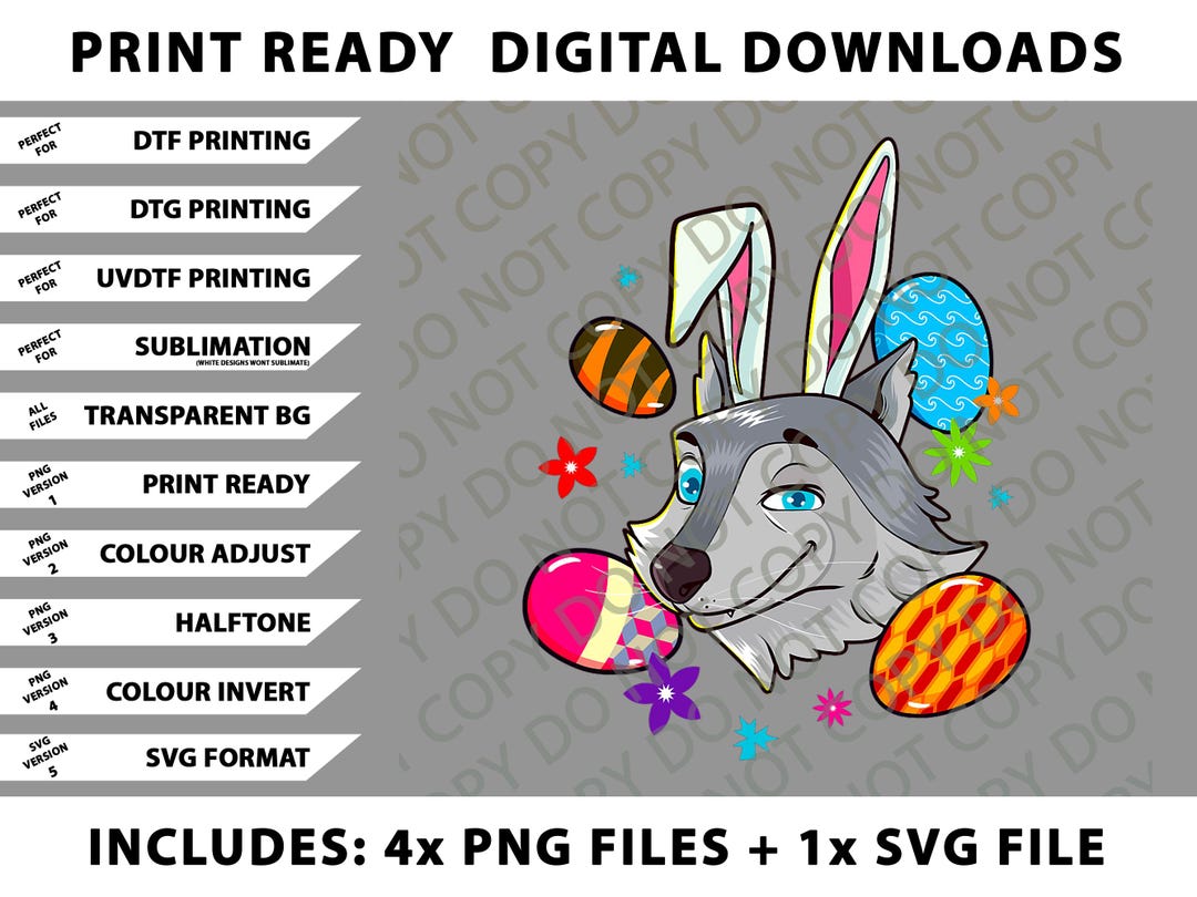 Easter Bunny Wolf Funny Easter Wolf Png Bundle, SVG Files, Digital ...
