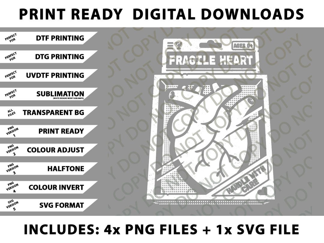 Fragile Heart Png Bundle, SVG Files, Digital Downloads - Etsy