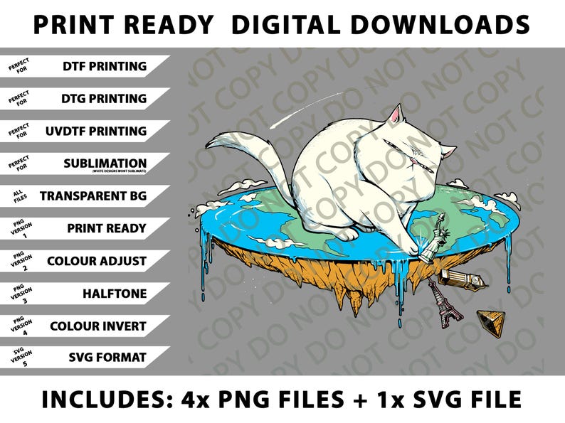 Flat Earth Cat Png Bundle, SVG Files, Digital Downloads - Etsy