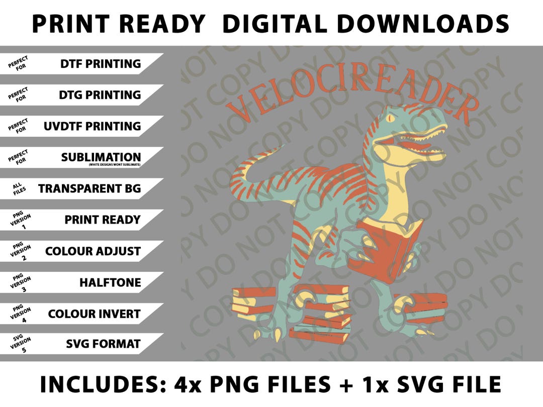 Velocireader Awesome Velociraptor Back to School Png Bundle, SVG Files ...