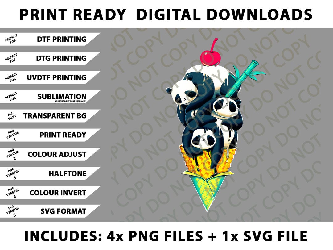Panda Ice Cream Png Bundle, SVG Files, Digital Downloads - Etsy