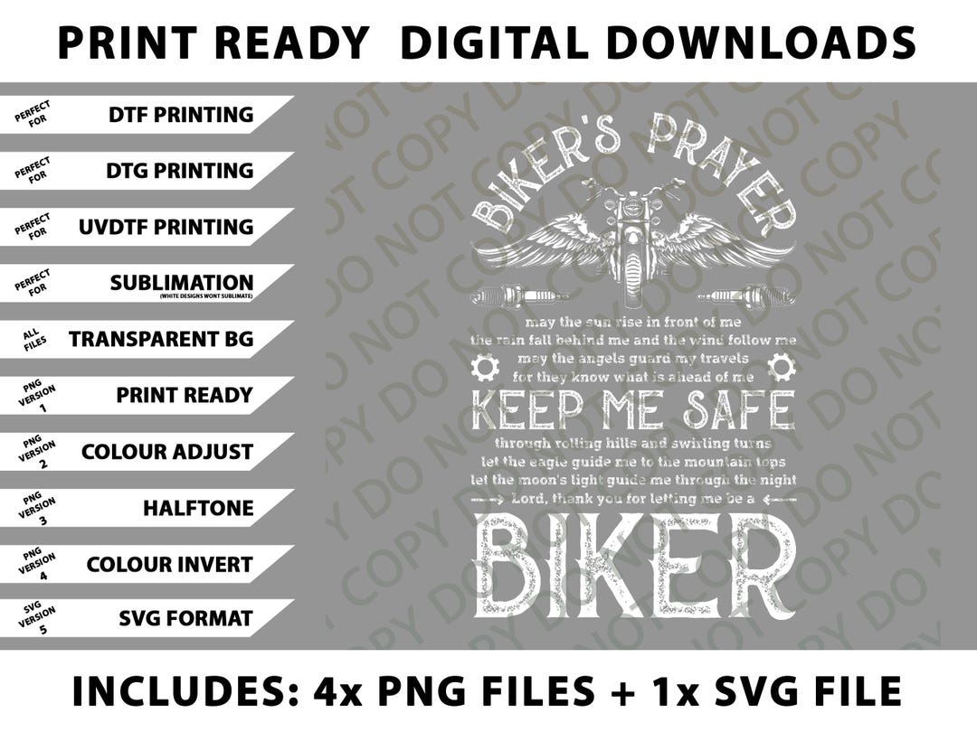 Biker's Prayer Vintage Motorcycle Biker Biking Motorcycling Png Bundle ...