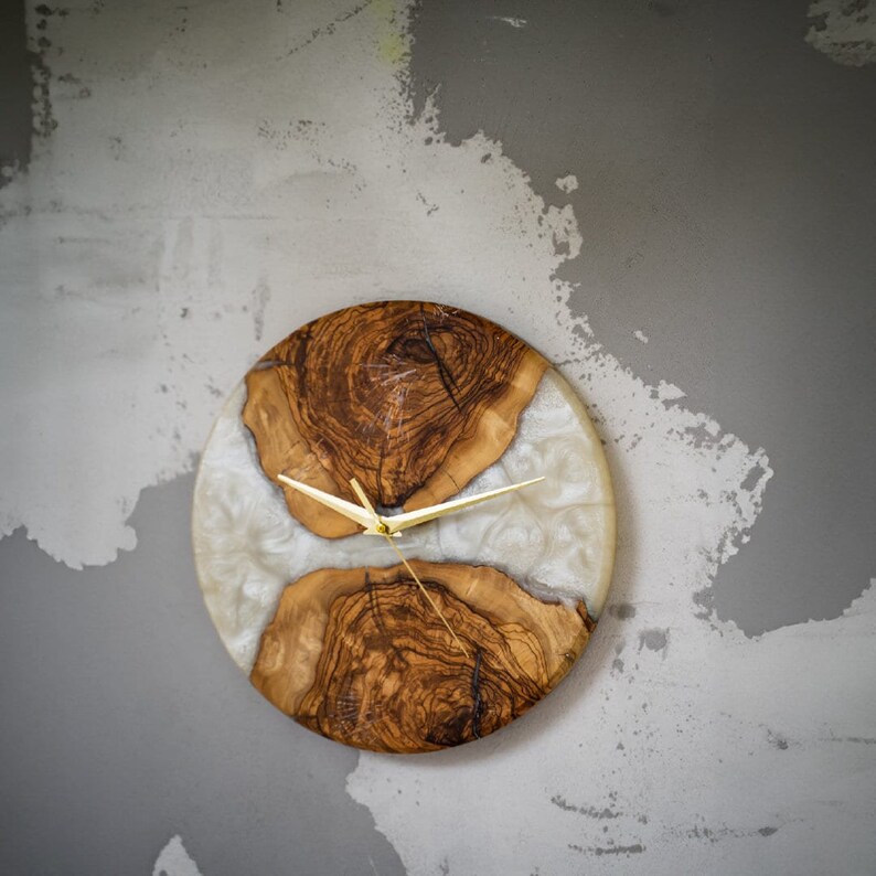 Epoxy and Olive Wood Wall Clock, Handmade Resin Wall Clocks, Clocks for ...