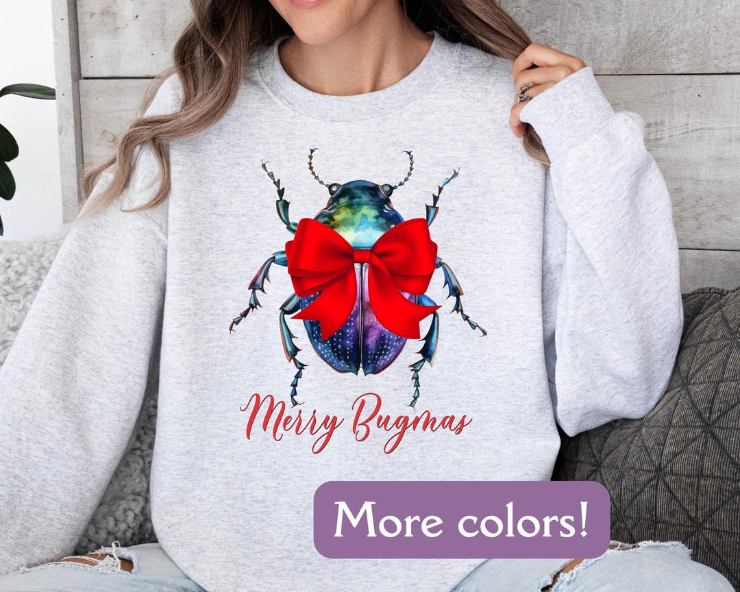 Christmas Insect Sweatshirt, Beetle Sweatshirt, Christmas Bow ...