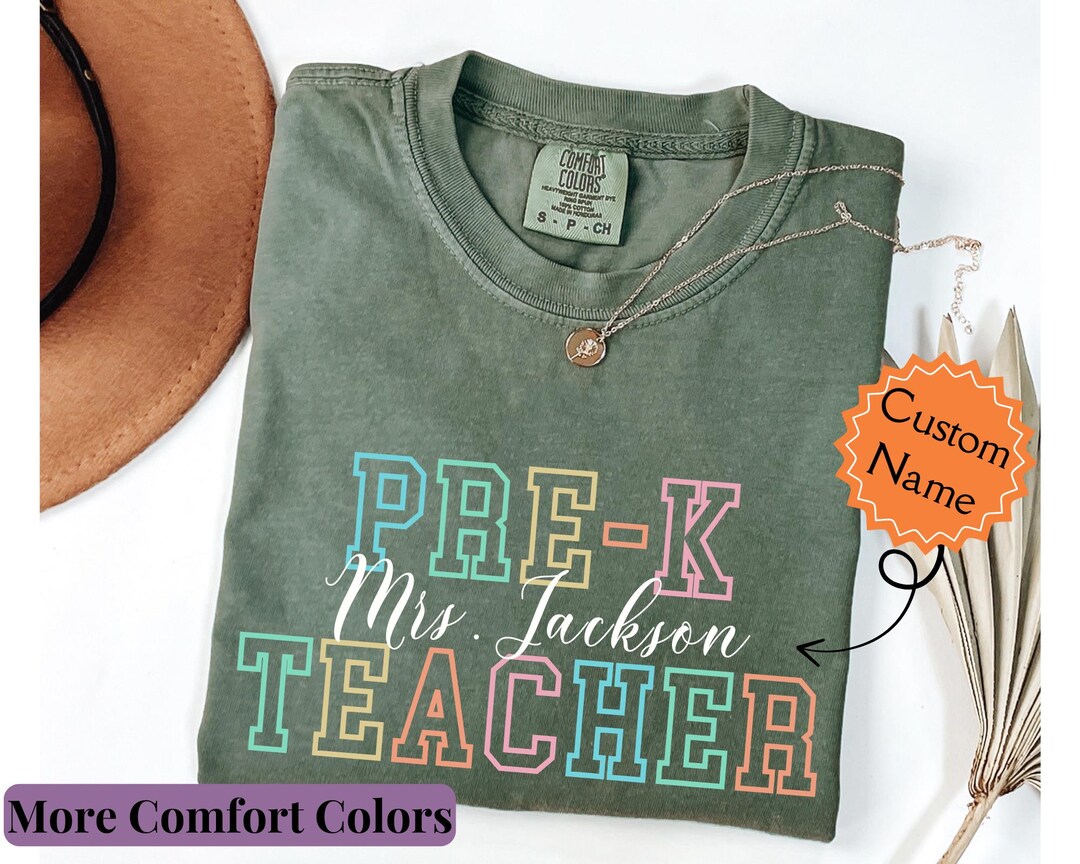 Custom Pre-k Teacher Shirt, Comfort Colors® Personalized Pre-k School ...