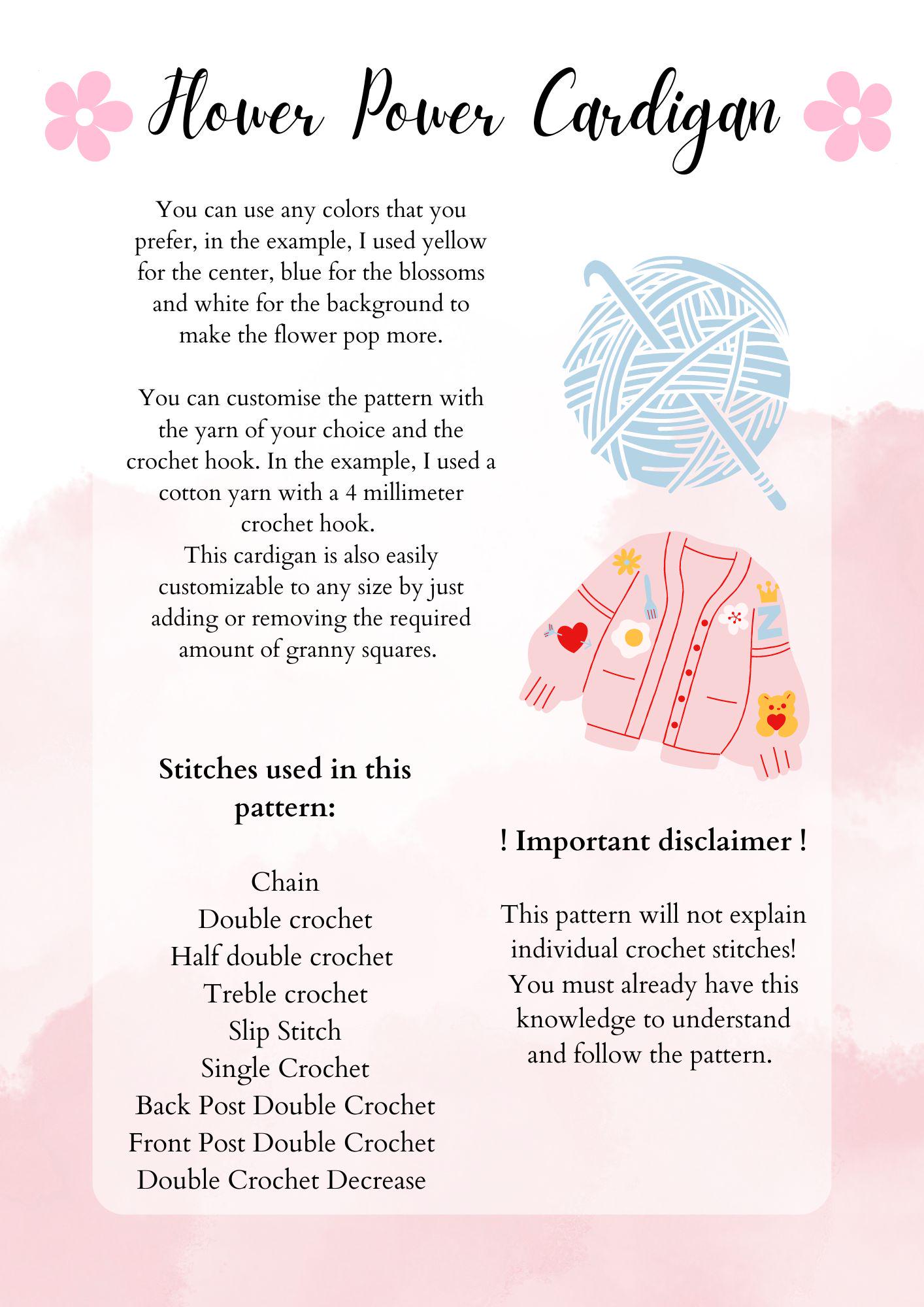 Flower Power Cardigan Pattern - PDF ONLY - Summer Cardigan ...