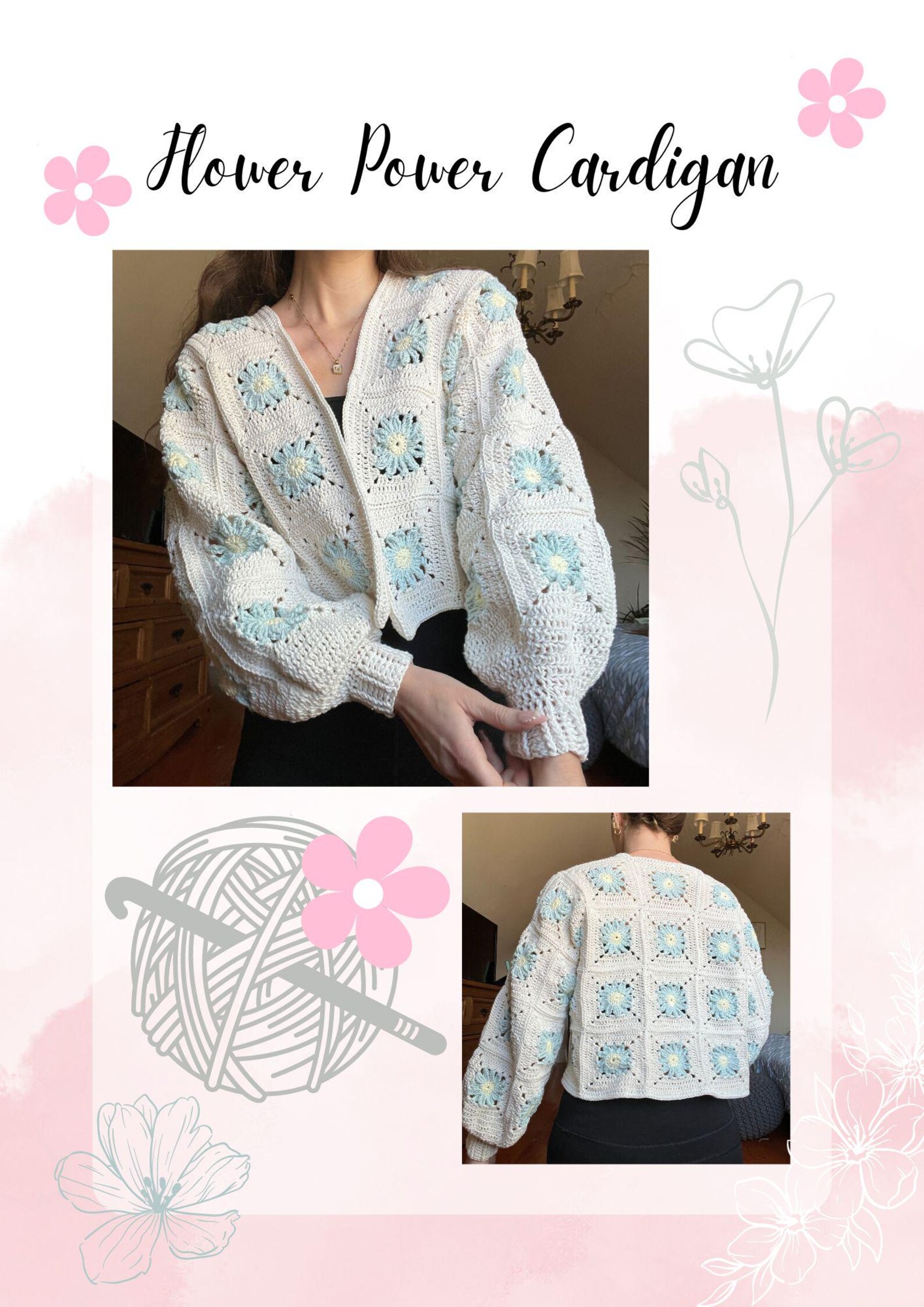 Flower Power Cardigan Pattern - PDF ONLY - Summer Cardigan ...