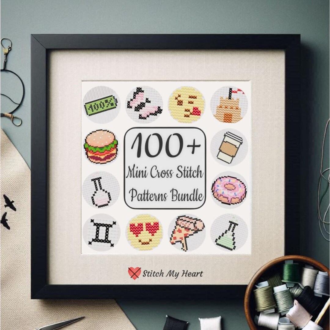 Digital Mini Cross Stitch Patterns Bundle: 100 Pattern PDF Downloads Future Mini Patterns ...