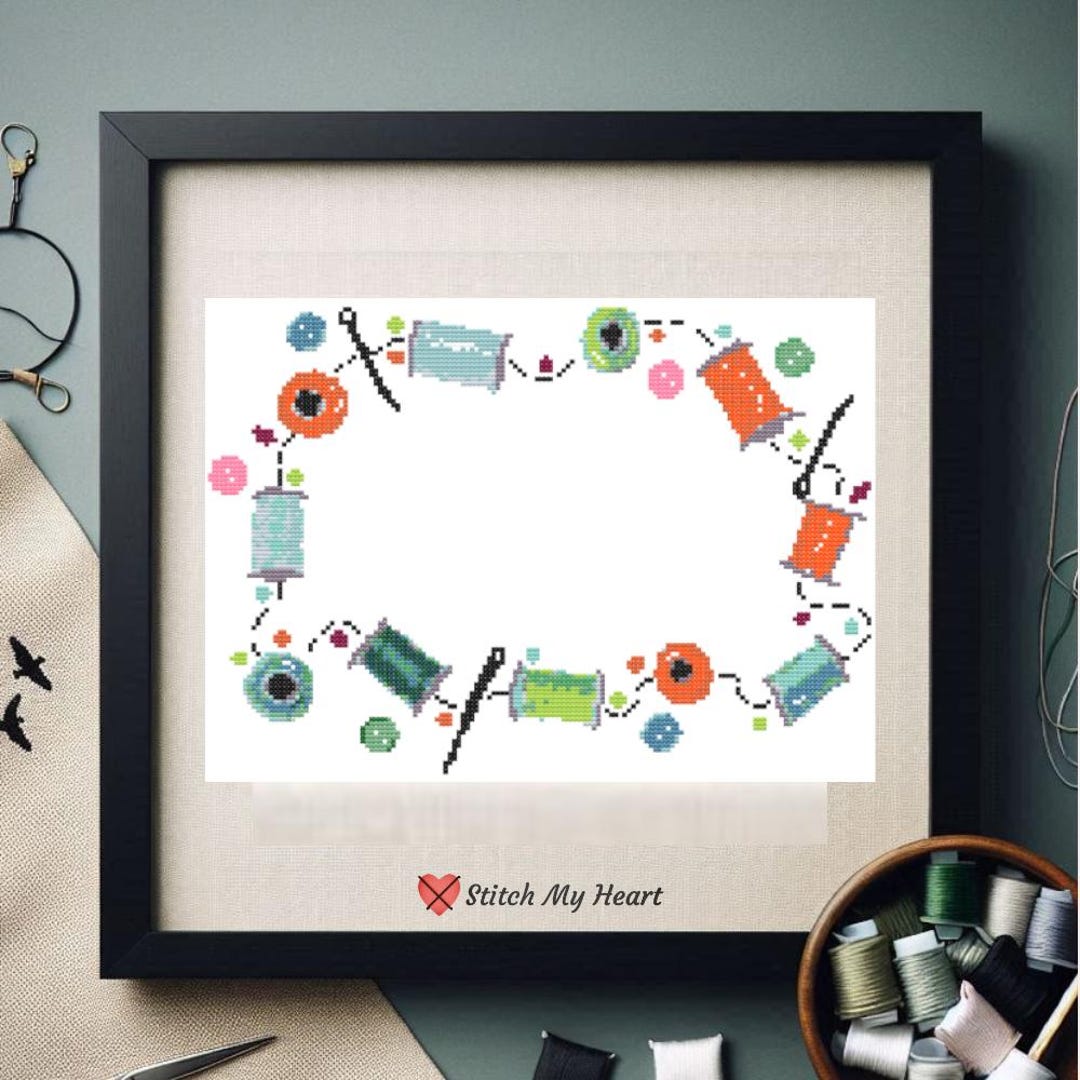 Needle and Thread Border Template Cross Stitch Pattern – Digital PDF ...