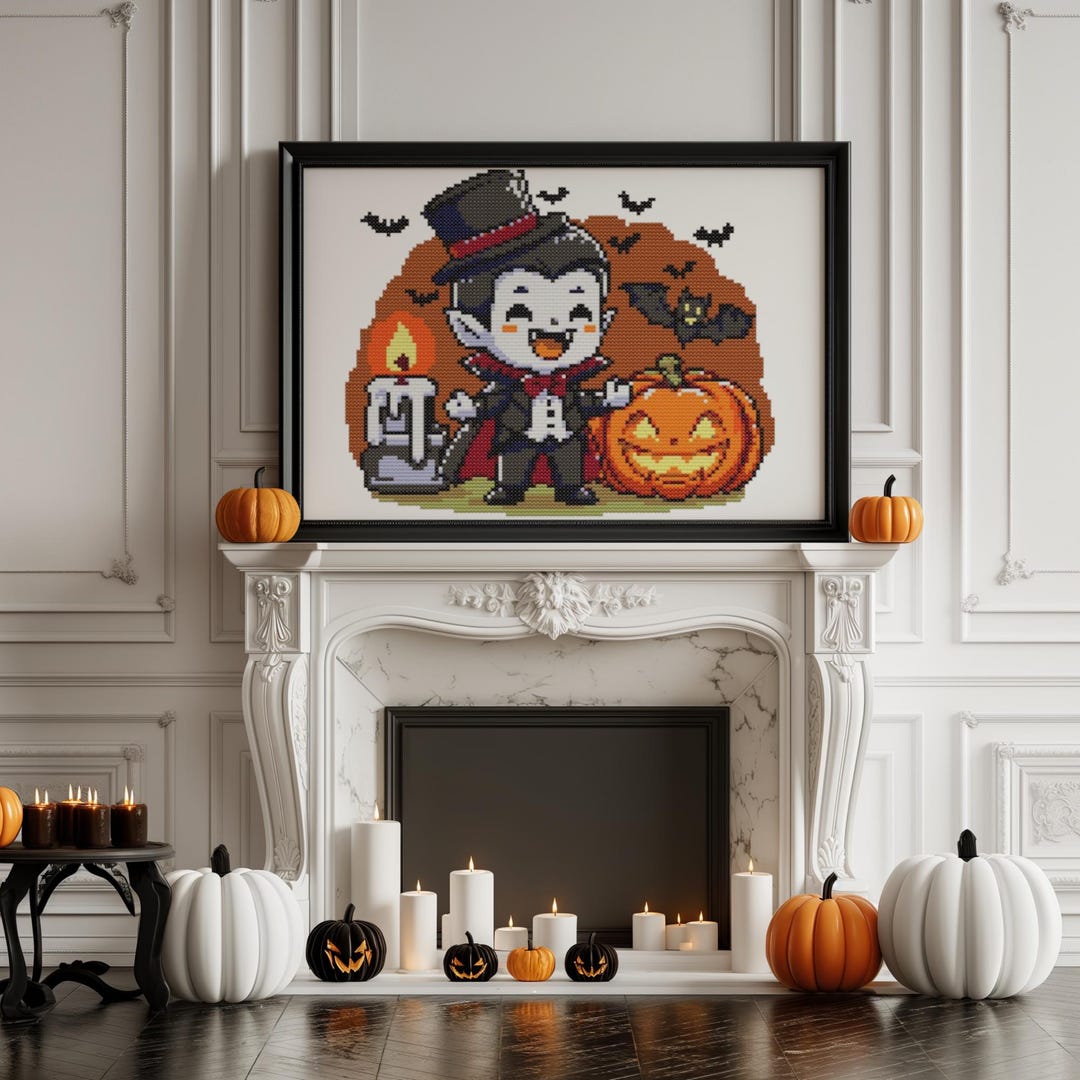 Halloween Vampire Cross Stitch Pattern – Digital PDF, Counted Cross ...