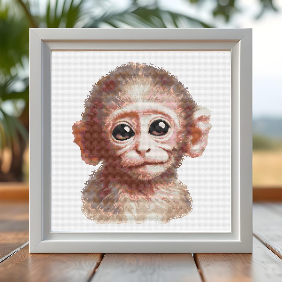Baby Monkey Cross Stitch Pattern – Digital PDF, Counted Cross Stitch ...