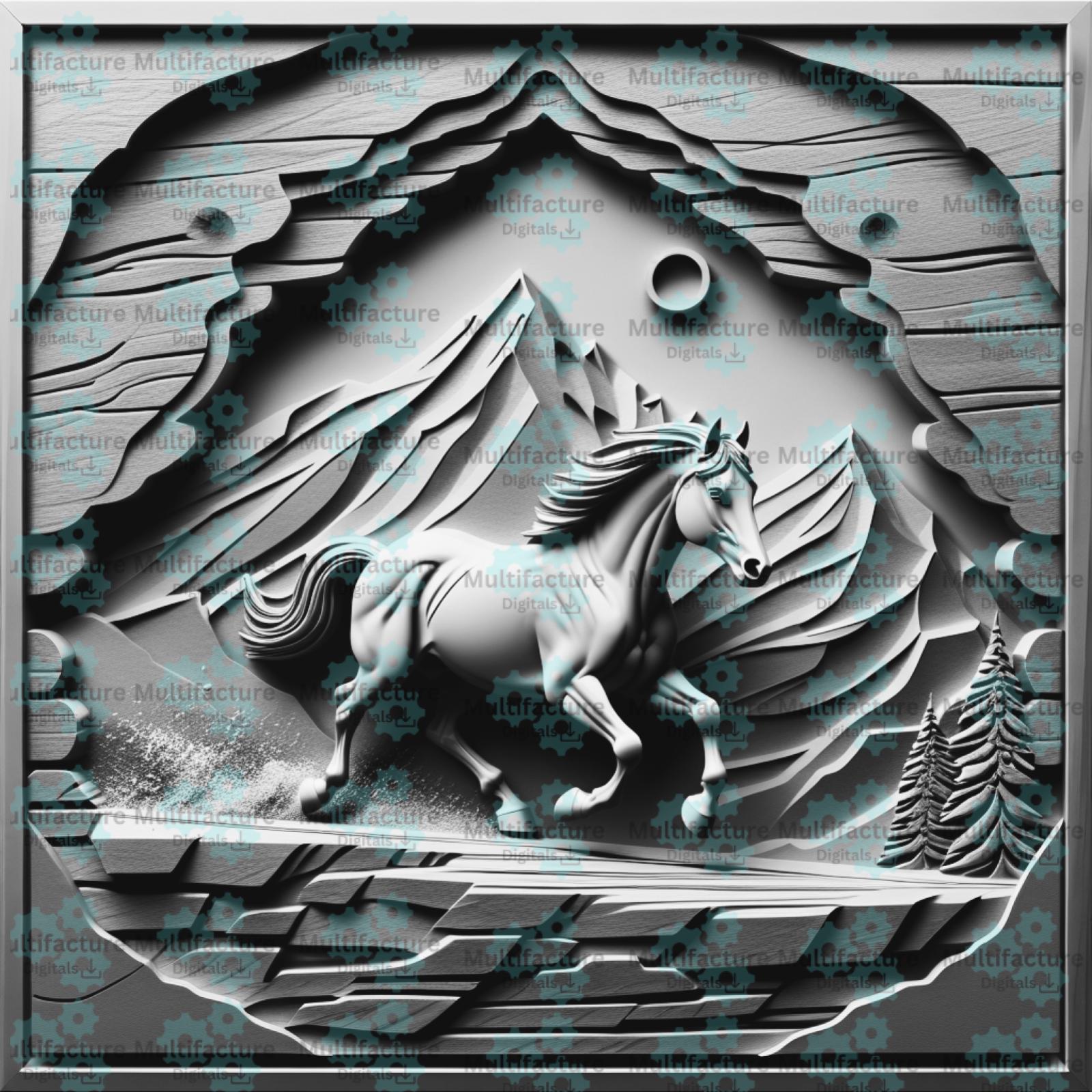 Mountain Horse Run Laser Burn PNG, Laser Engrave Png, Lightburn File ...