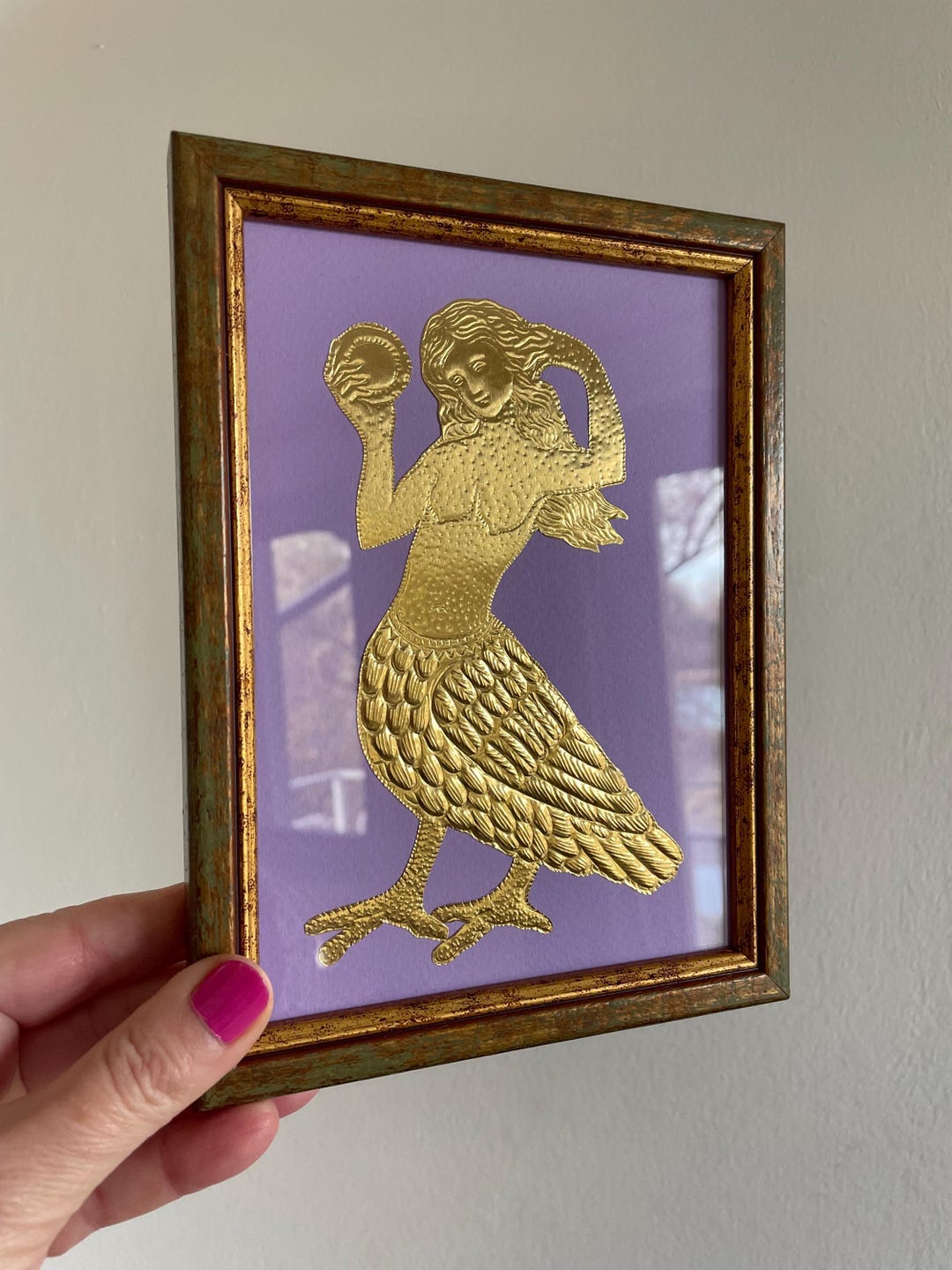 Hand Embossed Siren Art: Golden Brass Medieval Bestiary Wall Decor - Etsy
