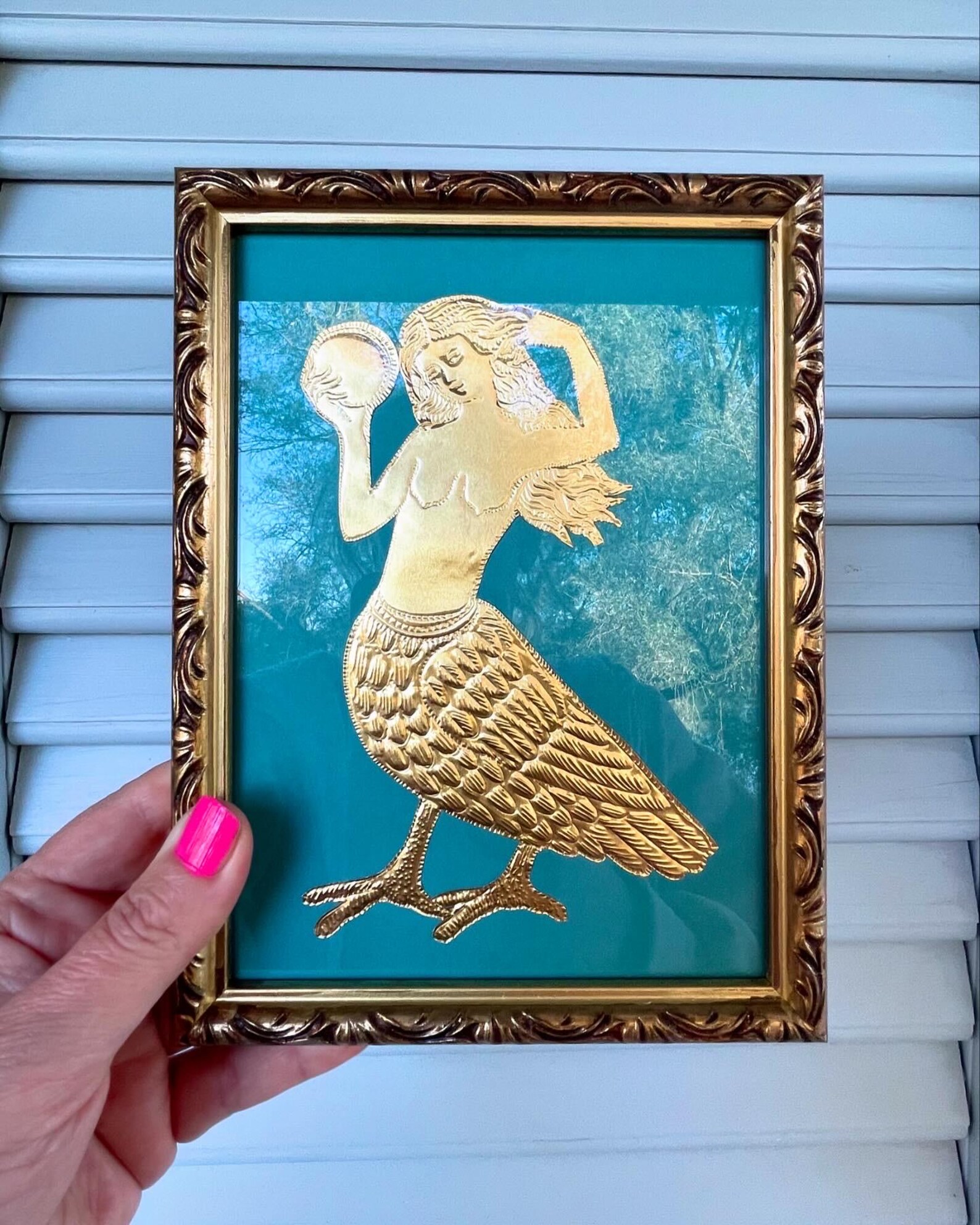 Hand Embossed Siren Art: Golden Brass Medieval Bestiary Wall Decor - Etsy