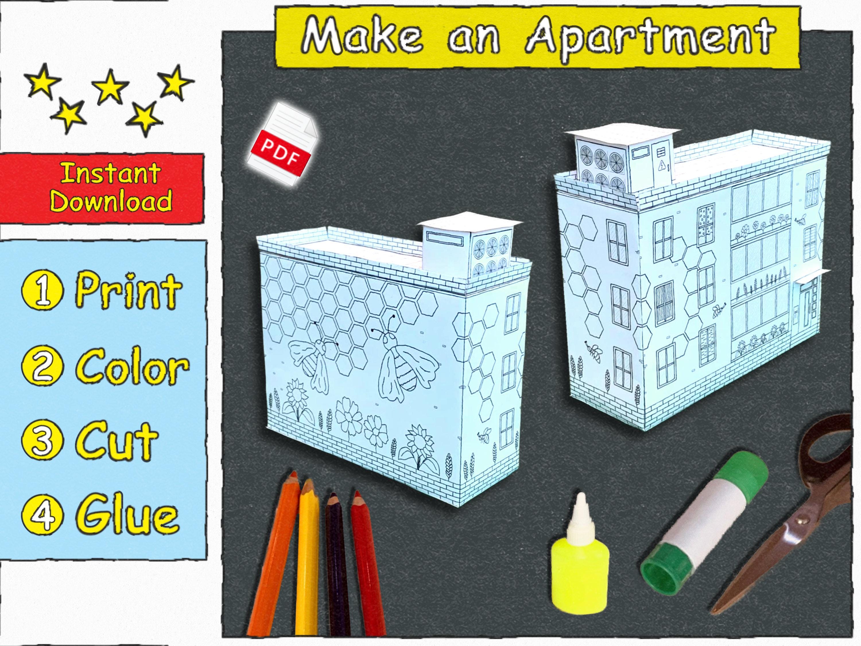 Printable Paper House, Flat, Apartment, Building Arts and Crafts DIY ...