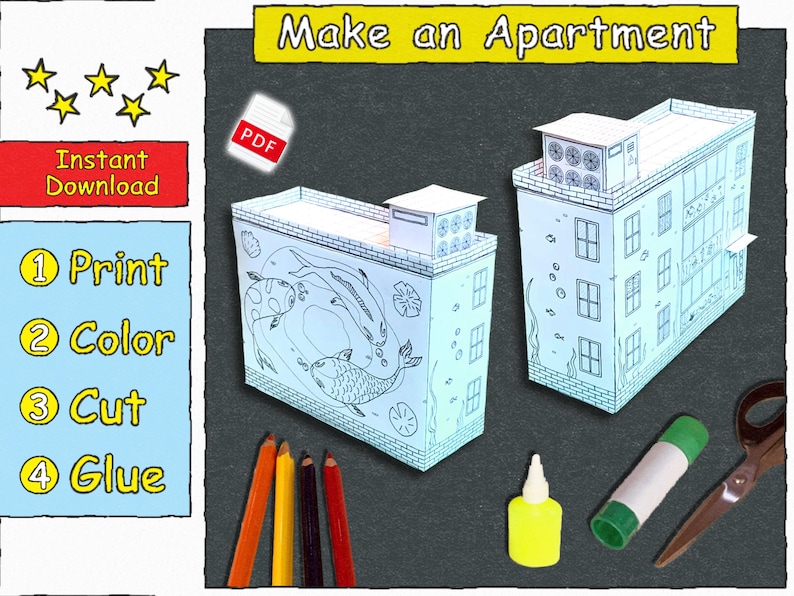 Printable Paper House, Flat, Apartment, Building Arts and Crafts DIY ...