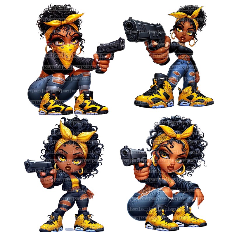 Gangster Trap Girl Clipart PNG Sublimation Instant Download Stickers ...