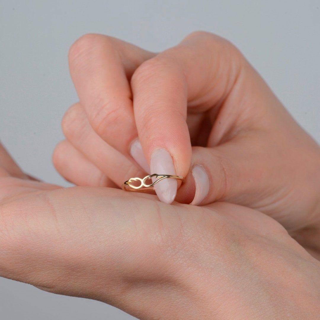 14K Solid Gold Angel Wings Ring Yellow Gold Angel Ring for Women ...