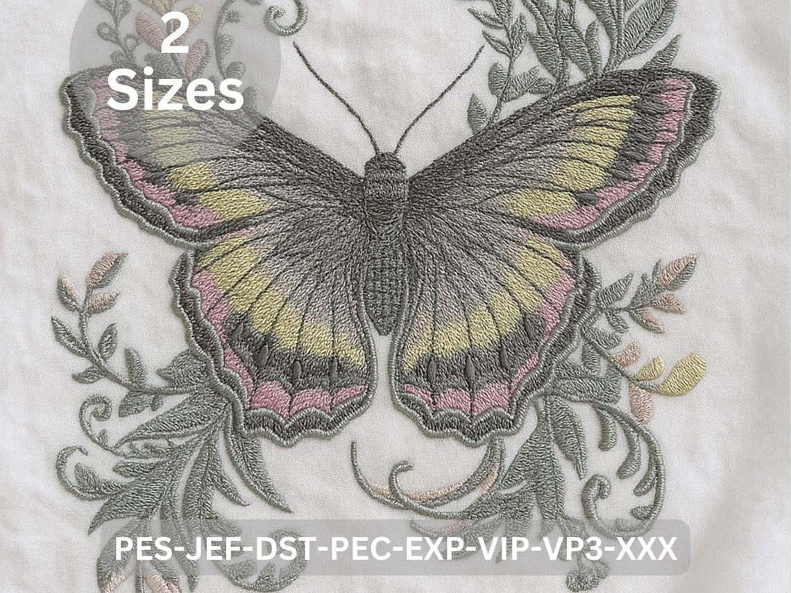 Butterfly Floral Embroidery Design | Elegant Butterfly With Swirl ...