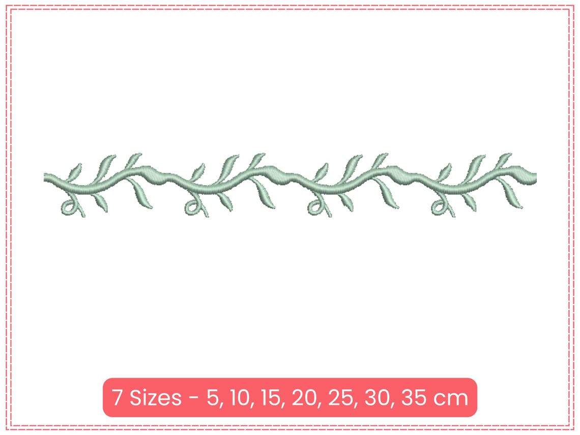Green Vine Border Embroidery Design, 7 Sizes, Elegant Leaf Border ...